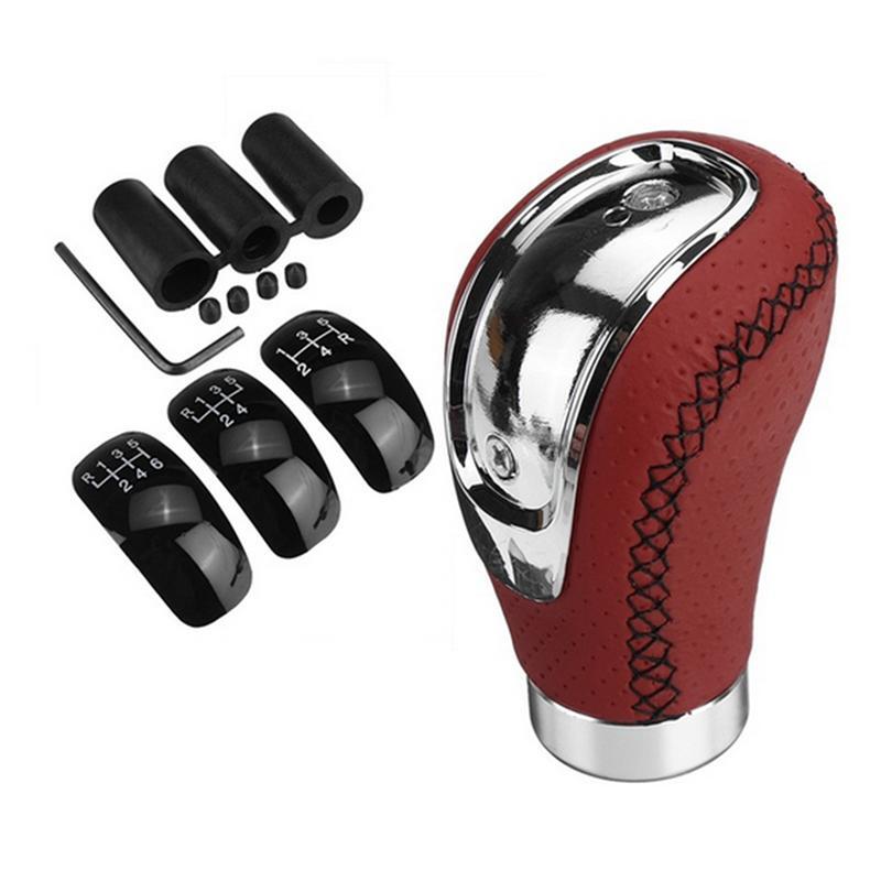 5/6 Speed Universal Red Leather Car Manual Racing Gear Stick Shift Knob ...
