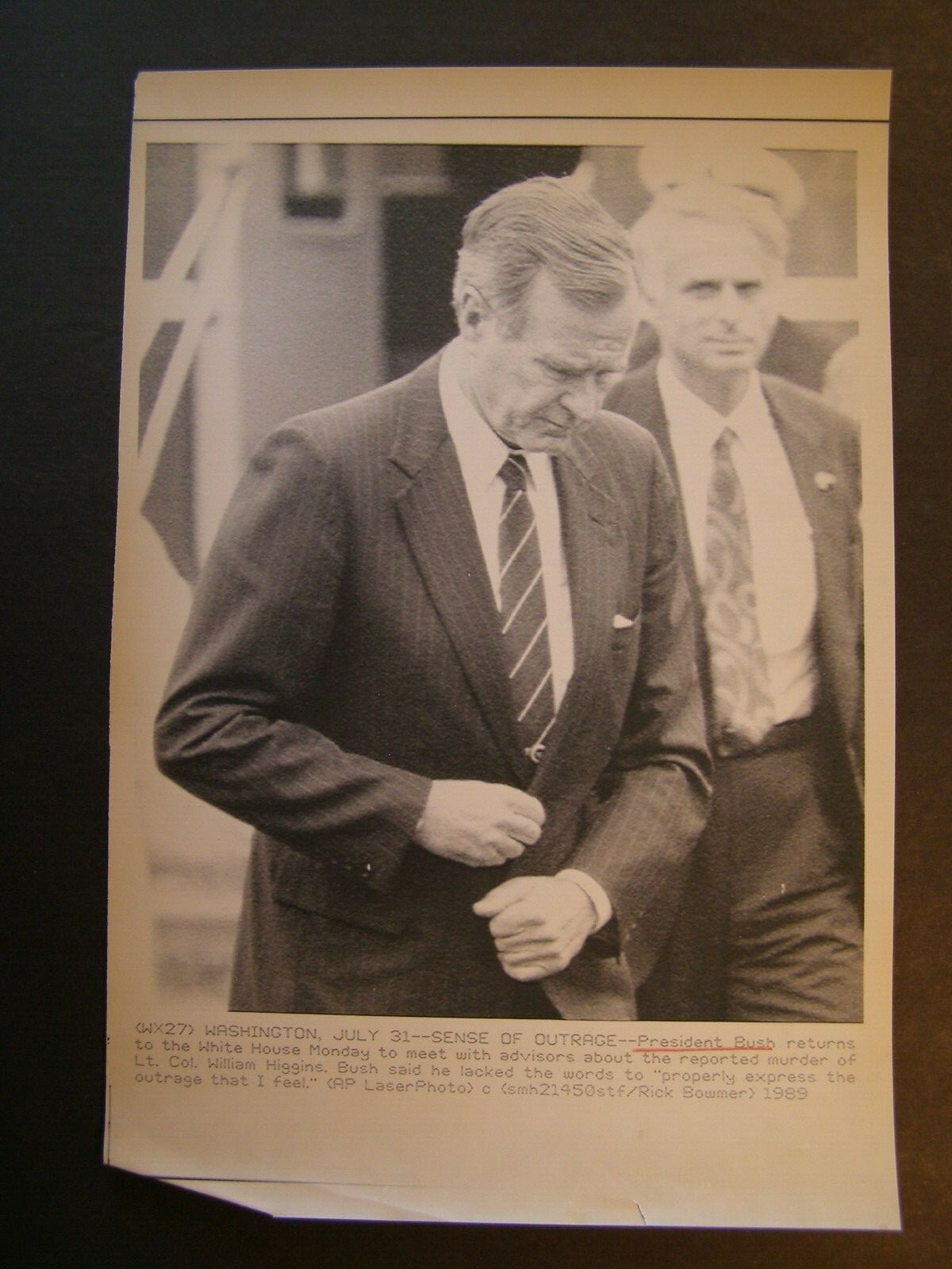 AP Wire Press Photo 1989 Pres Bush Outrage over Murder of Lt Col ...