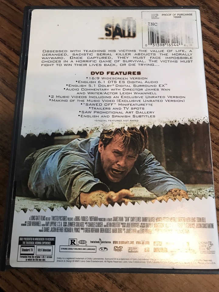 Saw (Widescreen) - DVD - Cary Elwes - Danny Glover - Monica Potter | eBay