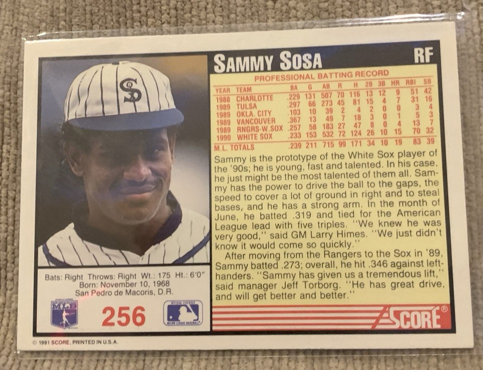 sammy sosa error wrong dob card #256 ,white Sox | eBay