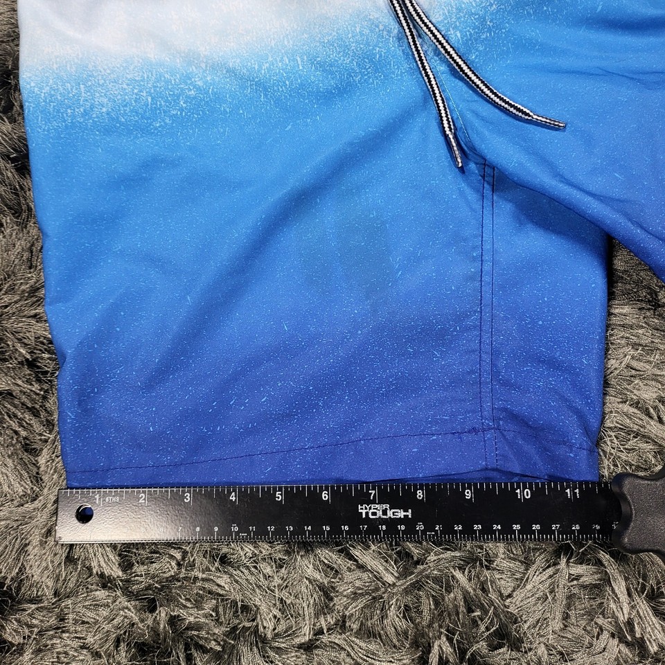 Speedo Swim Trunks Men's Medium Blue Printed Surfing Shorts Elastic ...