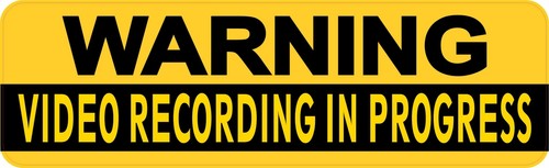 10in x 3in Video Recording in Progress Magnet Car Truck Vehicle ...