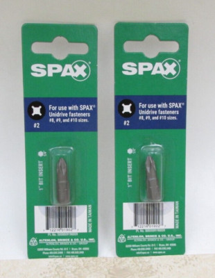 2 PACK SPAX Unidrive #2 Phillips 1" Insert Drive Bit For #8, #9 And #10 ...