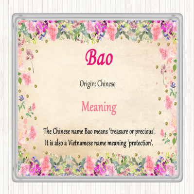 Bao Name Meaning Drinks Mat Coaster Floral | eBay