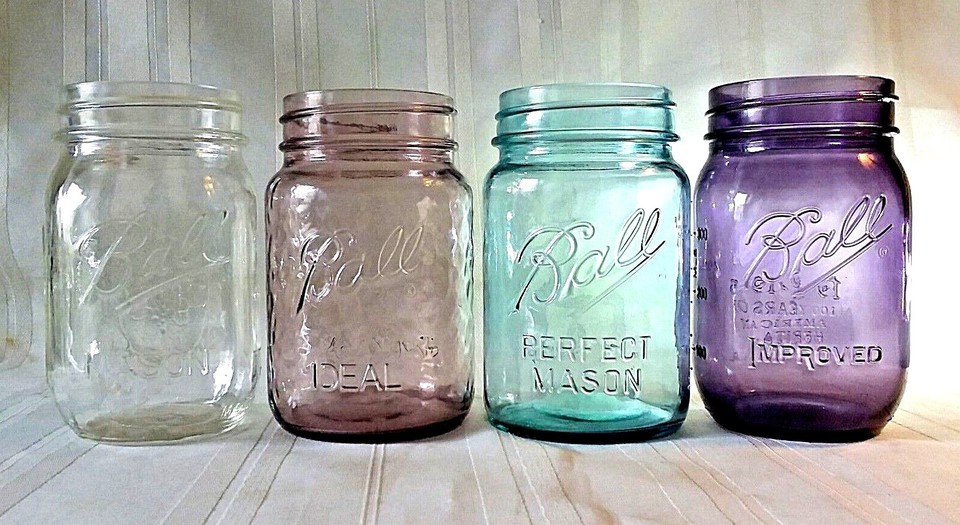 Ball Mason Jar Purple Blue Pink Green Clear 16 oz PINT Canning Safe ...