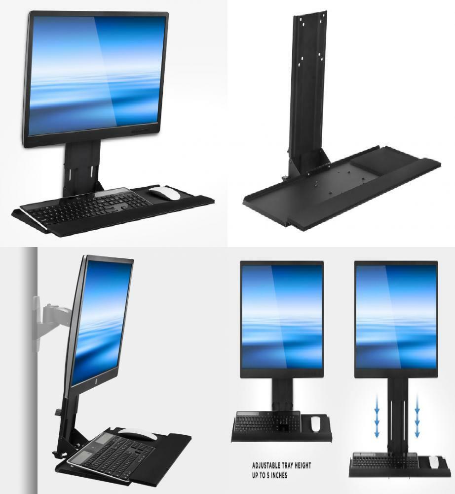 Wall Mount Monitor Arm With Keyboard And Mouse Tray