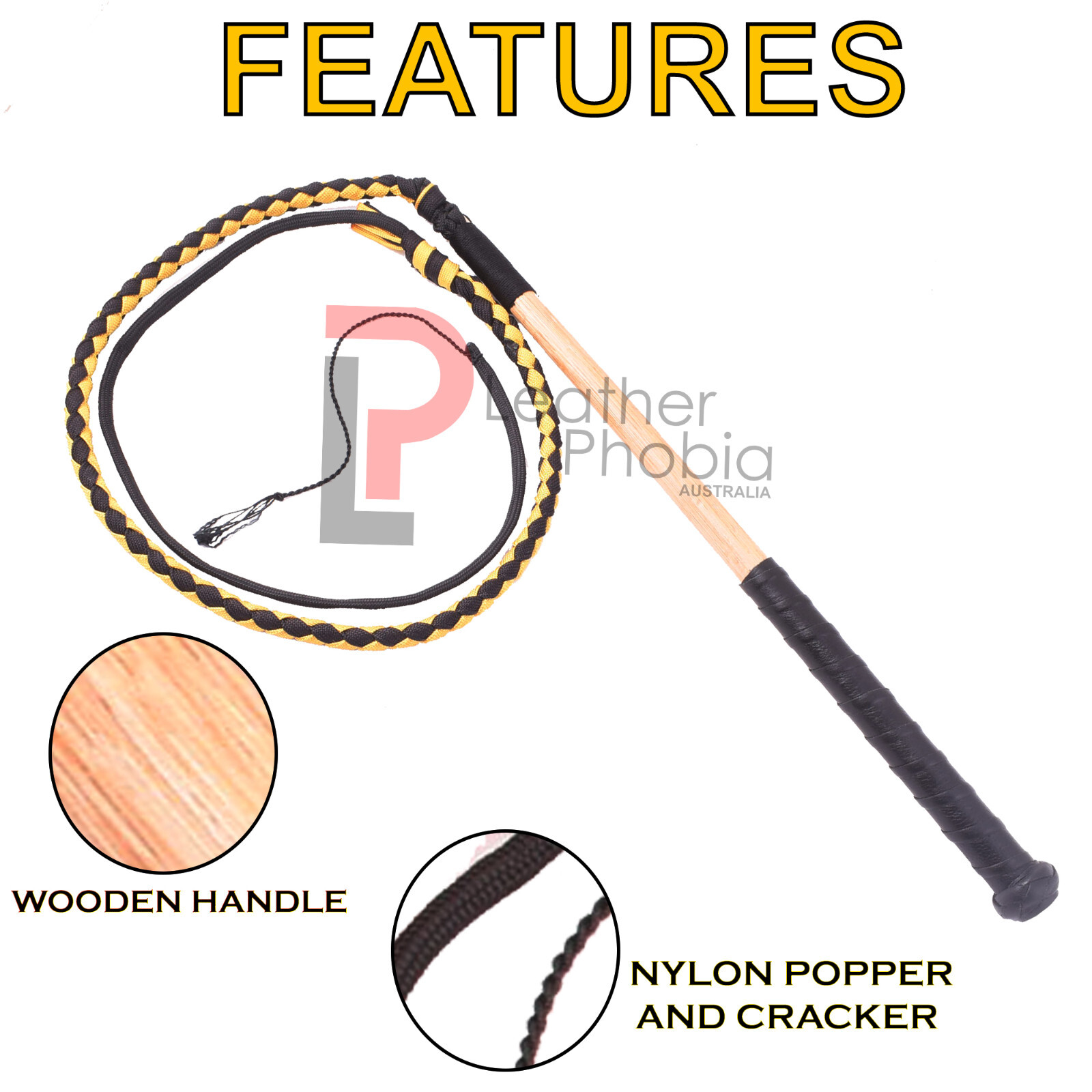 Kids Stock Whips para Cord Nylon 2.5 Feet Long Bull Whip Heavy Duty ...