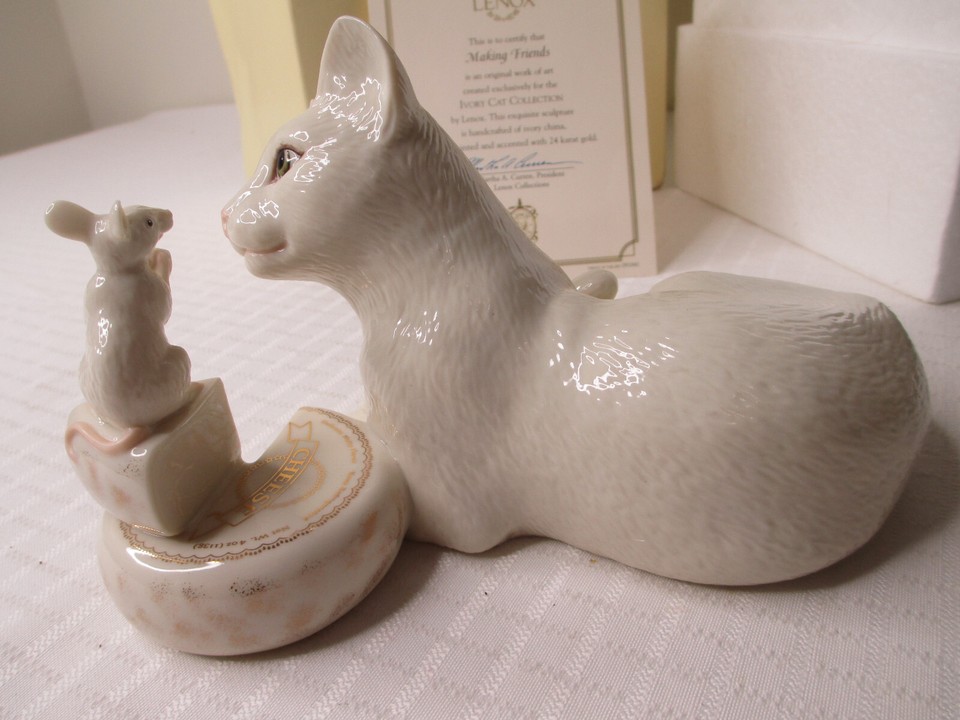 Lenox Cat with Mouse MAKING FRIENDS Kitty Figurine IN BOX | eBay