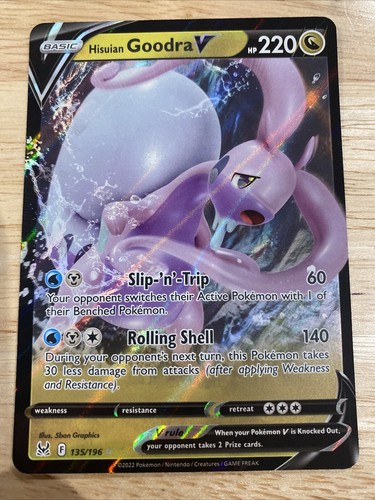 Hisuian Goodra V 135/196 Ultra Rare Lost Origin Sword & Shield Pokemon ...