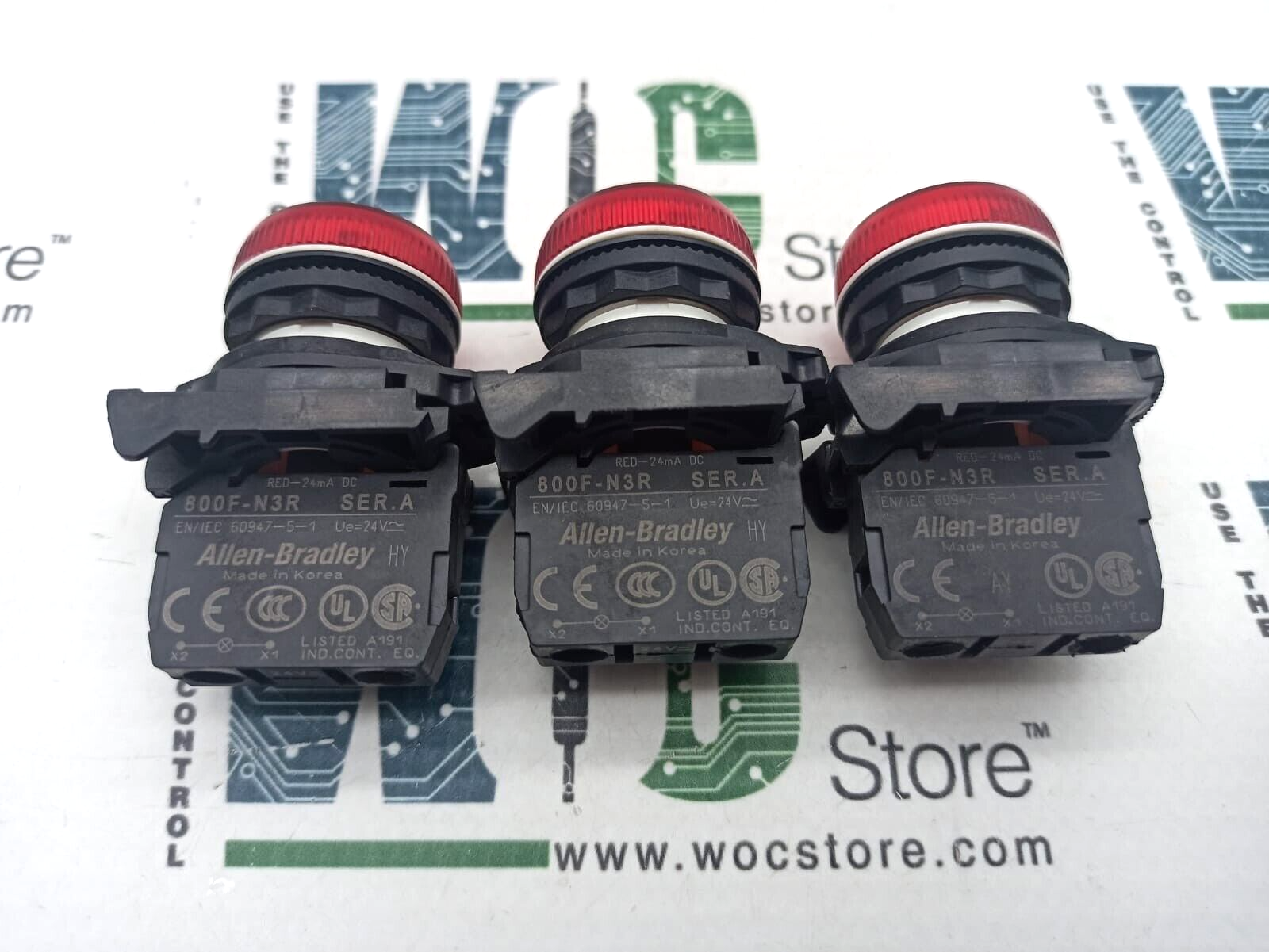 800F-N3R SER A ALLEN-BRADLEY RED LAMP LIGHT MODULE SL NO 583417 (LOT OF ...