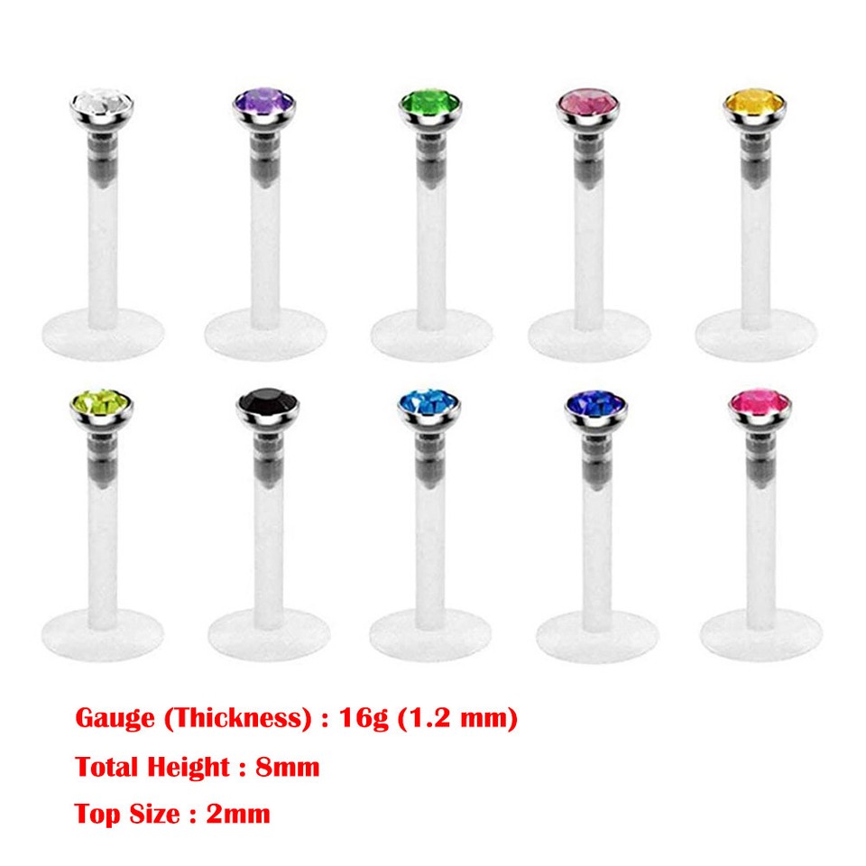 16G Labret Rings Lip Studs Surgical Steel/UV Nose Ring Tragus Cartilage ...
