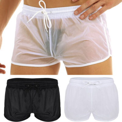 CHICTRY Mens Mesh Sheer See Through Boxers Briefs Loose Drawstring ...