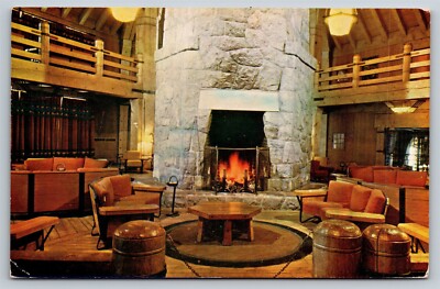 Oregon Lobby Timberline Lodge Mt. Hood Vintage c.1950 Postcard, L20 | eBay