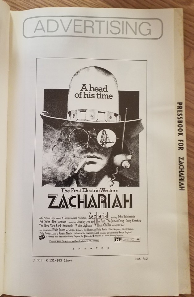 "Zachariah" (1971) Original First Electric Western Movie Pressbook ...