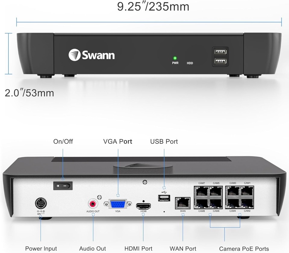 Swann SRNVR8-8580H 8 Channel 5MP/4K/12MP 2TB Security NVR Recorder see ...