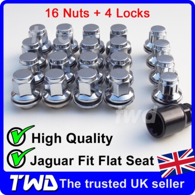 20 ALLOY WHEEL NUTS + LOCKS FOR JAGUAR (M12x1.5) 19MM HEX CHROME STUD ...