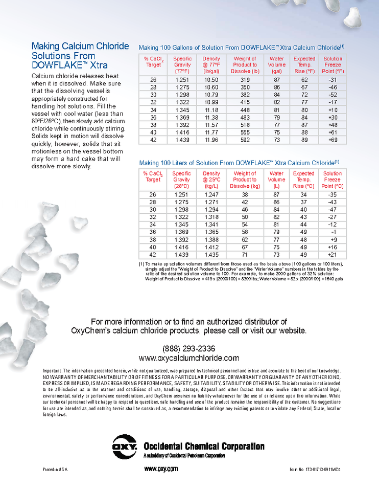 Dow flake Xtra Calcium Chloride; Concrete Accelerator, Dust Control; 50 ...