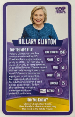 Hillary Clinton Single Card Top Trumps Trivia Game Great Women 2020 | eBay