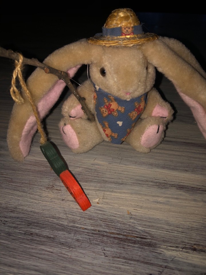 little stuff bunny fishing pole with carrot on end joined arms legs | eBay