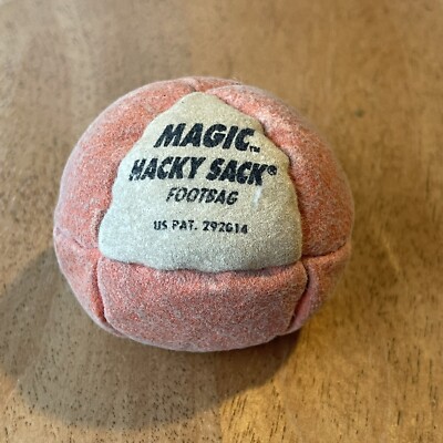 Vintage 1990's Magic Hacky Sack Official Footbag 8 Panel Red Pink White ...