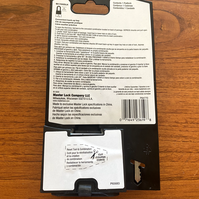 Master Lock Magnum M176xdlh 2 in Combination Padlock Key Attached for ...