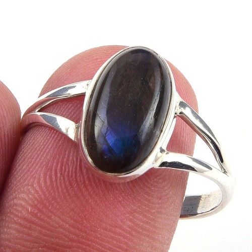 Natural Labradorite Gemstone Handmade 925 Solid Sterling Silver Ring S ...