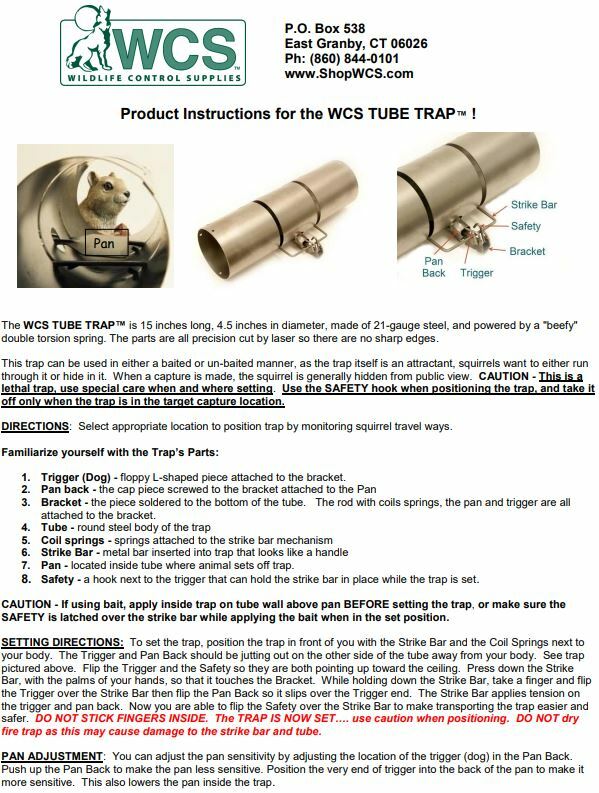 Authentic WCS Tube Traps - Squirrel Pest Control - Choose Model & Size ...