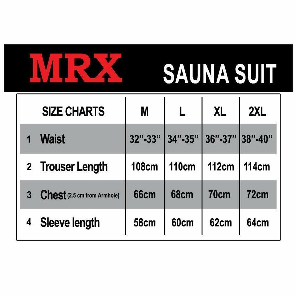MRX Sauna Suit Heavy Duty Sweat Track Weight loss Slimming Boxing Gym ...