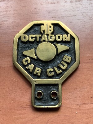 BRASS MG OCTAGON CAR CLUB Radiator Grill Bumper Badge Emblem TC TD TF ...