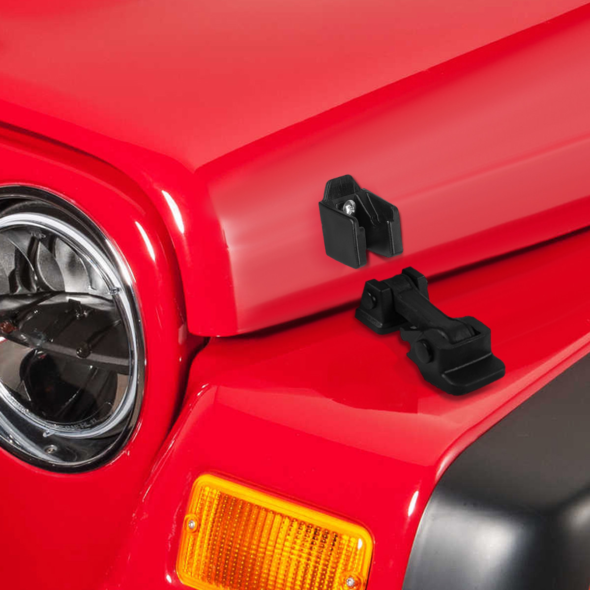 Hood Secure Hold Down Lock Latch Bodies+Bracket Kit for 97-06 Jeep ...
