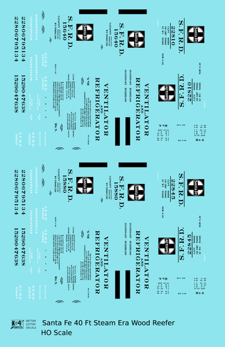 K4 HO Scale Decals Santa Fe Steam Era Wood Reefer Black | eBay