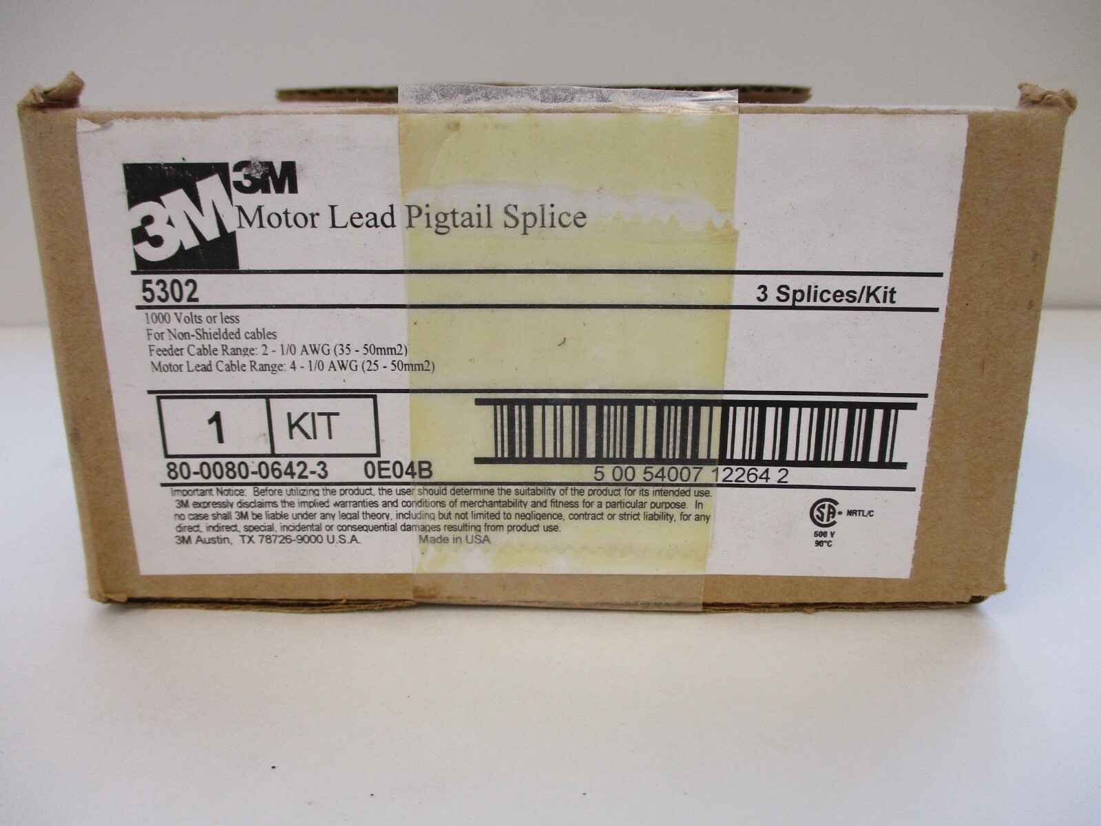 3M 5302 MOTOR LEAD PIGTAIL SPLICE KIT, W 3 SPLICES 1000 VOLTS OR LESS ...