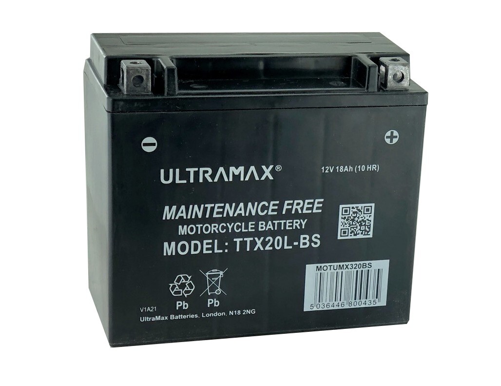 TTX20L-BS Ultramax Motorcycle Battery Replaces YTX20LBS CTX20L-BS ...