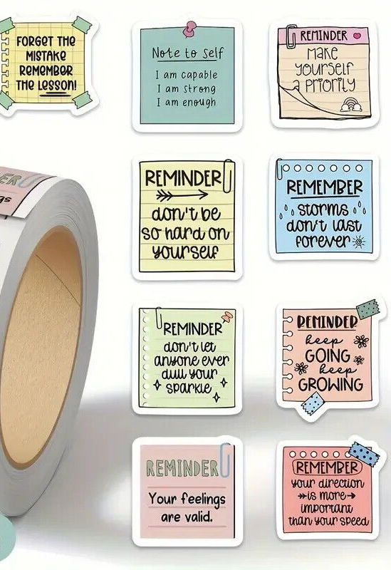 Stickers Motivational Stickers Round Inspirational Labels Multicoloured ...