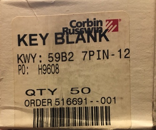 Lots of Corbin Russwin Key Blanks 59B2 7 Pin Keyway | eBay