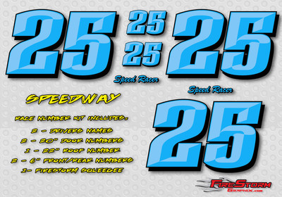Race Car Numbers Package Blue Speedway Chiseled Vinyl Decals Package | eBay