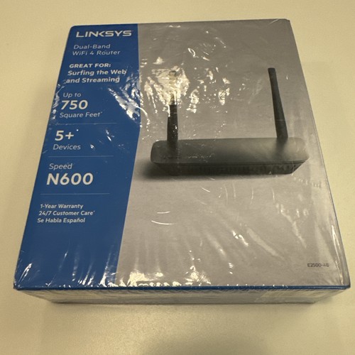 Linksys E2500-4B N600 Dual Band WiFi 4 Router (Brand New Sealed In Box ...