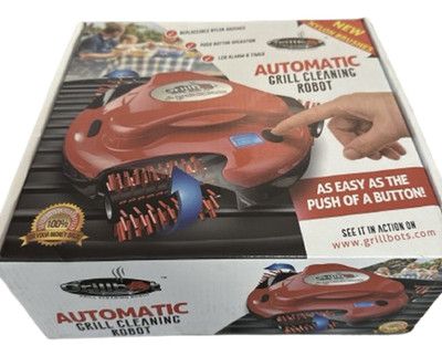 Grillbot Automatic Grill Cleaning Robot with Red Nylon! Complete in Box ...