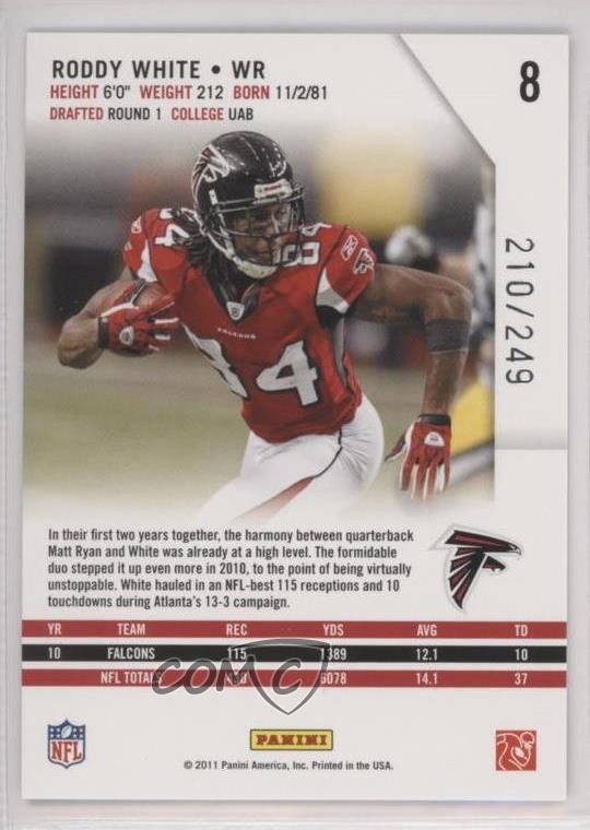 2011 Panini Rookies & Stars Longevity Parallel 210/249 Roddy White #8 ...