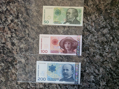 Lot Of 3 Norges Bank Notes 350 Kroner Face Value Norwegian Norway ...