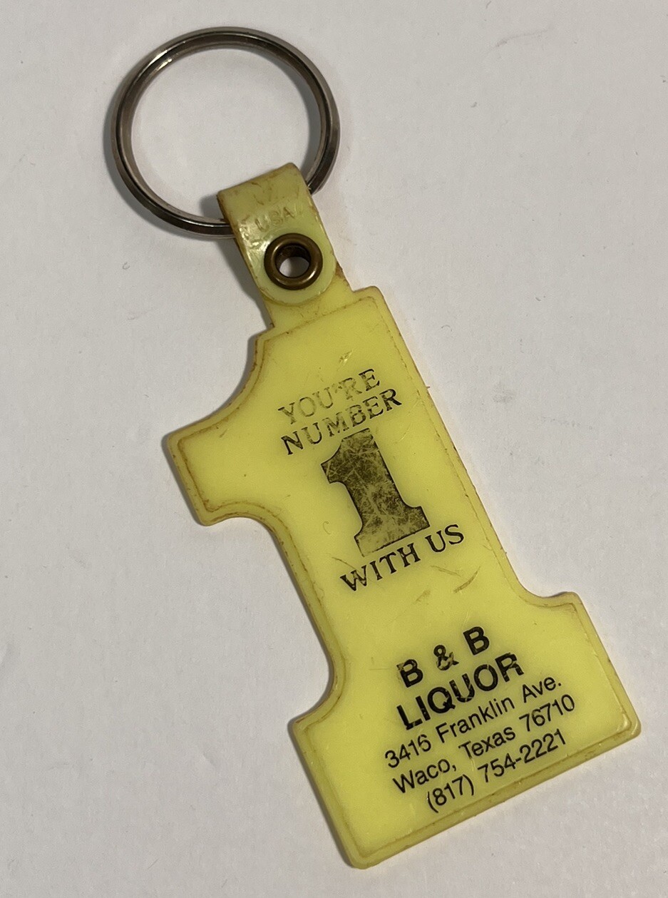Vintage Yellow Number 1 Keychain B&B Liquor Waco Texas Advertising | eBay