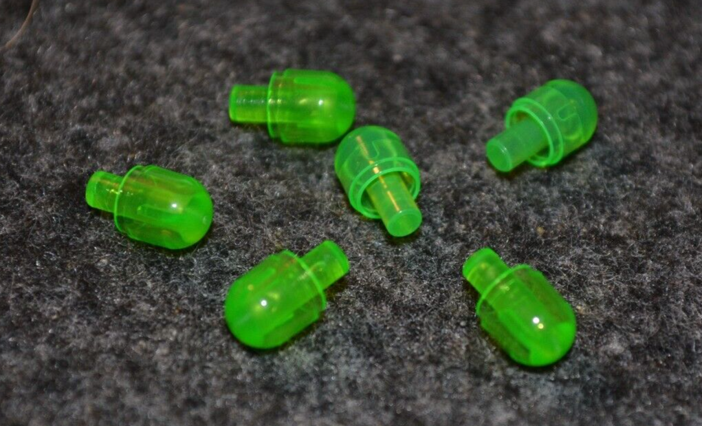 (6) 1x1 Green Translucent Round Dome Bulb / Tip Bricks ~ New Lego Parts ...
