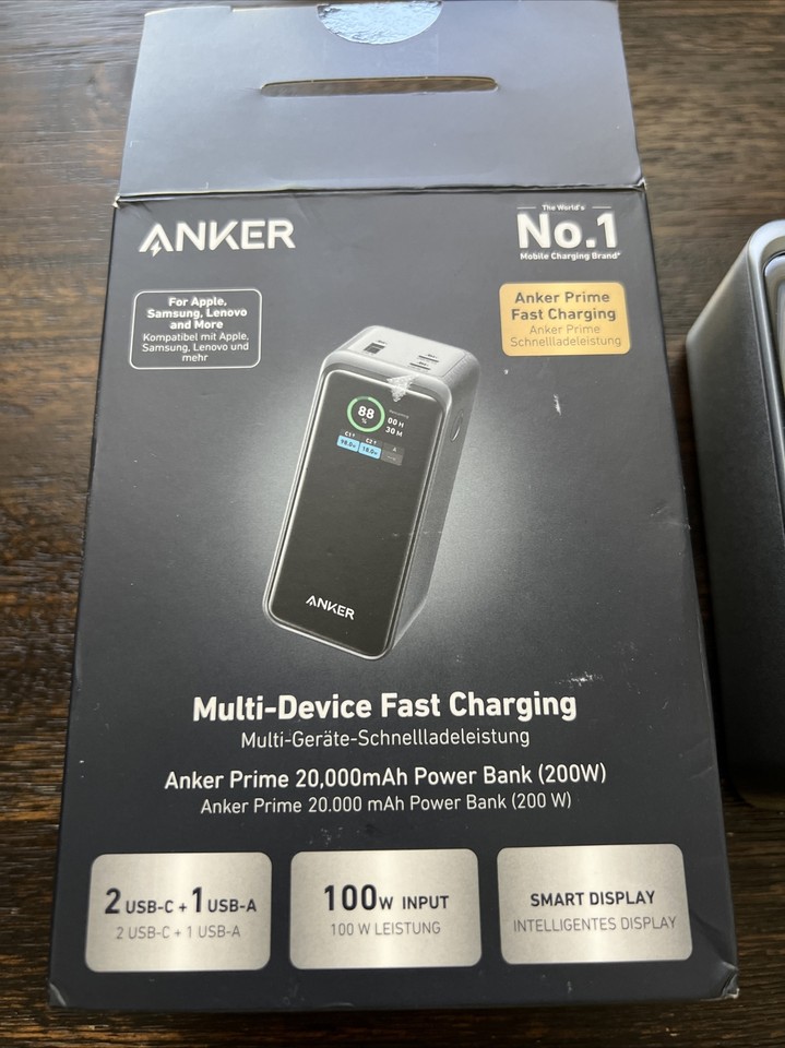 Anker Prime 20000mAh Power Bank 200W 3-Port Multi-Device Fast Charging ...