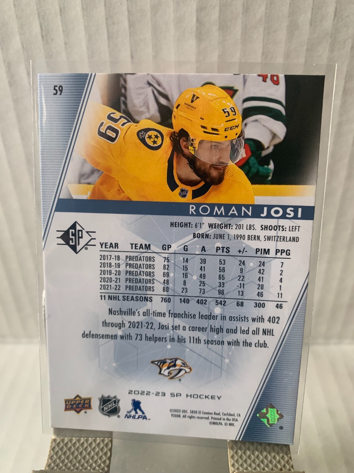 2022-23 SP Authentic Blue Base Roman Josi #59 Nashville Predators | eBay