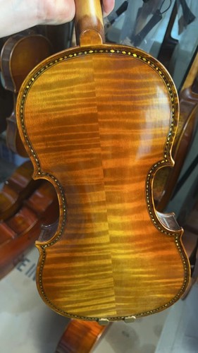 4/4 handmade violin Hellier model unique flamed grain shell inlay ...