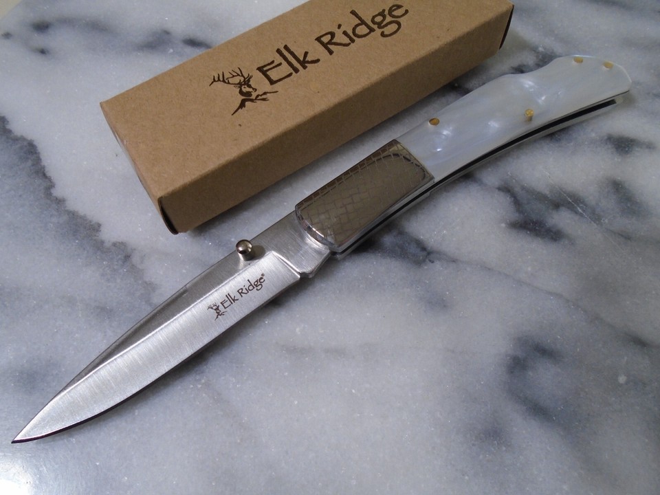 Elk Ridge Mother Of Pearl Lockback Pocket Knife Fancy Folder ER-2006WH ...