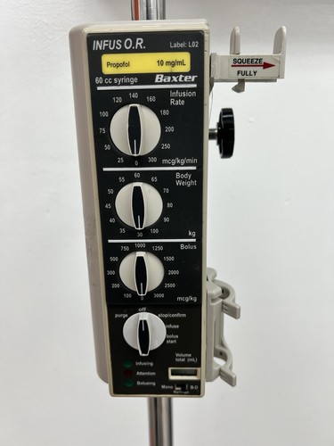 Baxter INFUS O.R. Pump with Propofol Plate and Pole Mount | eBay