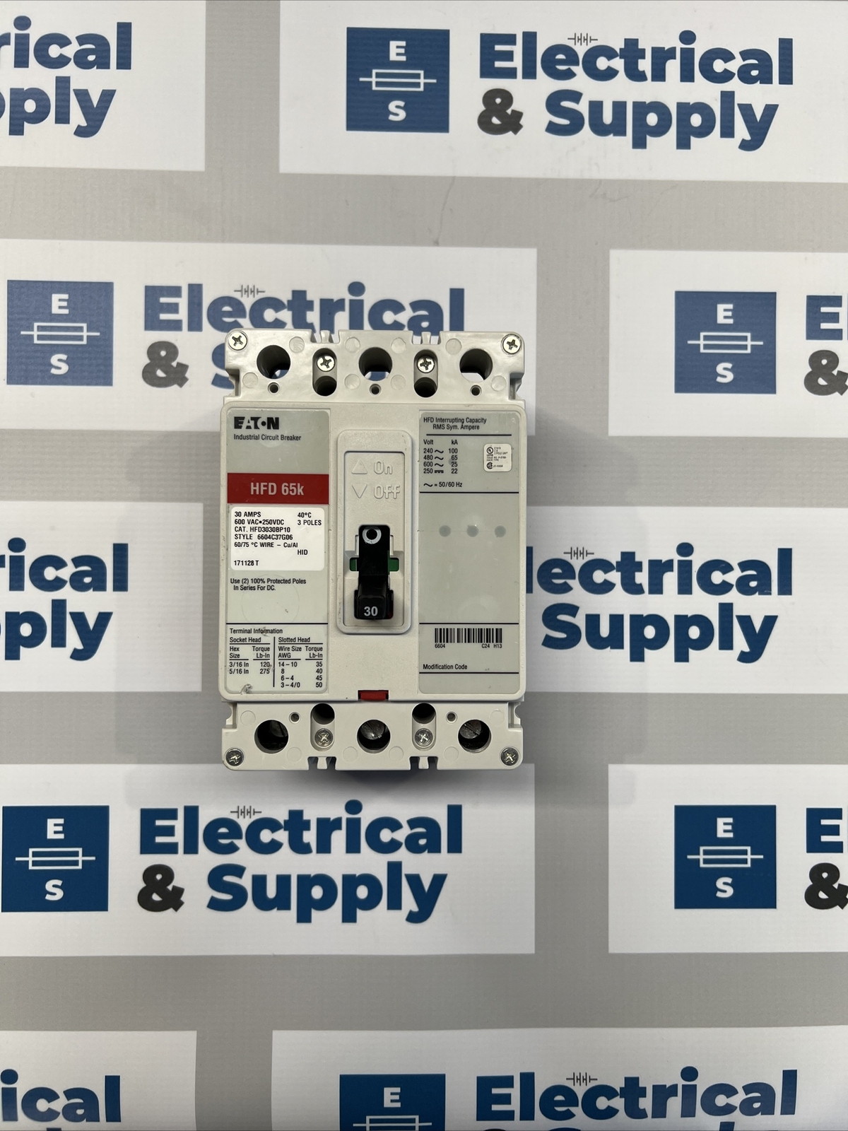 EATON HFD3030 30 Amp 600V 3 Pole HFD 65k Circuit Breaker-Warranty (New ...