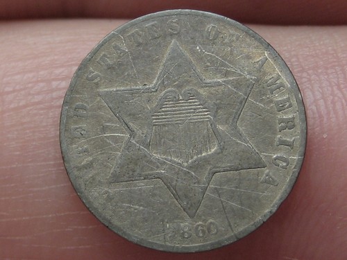 1860 Three 3 Cent Silver Trime- Type 3, VG/Fine Details | eBay