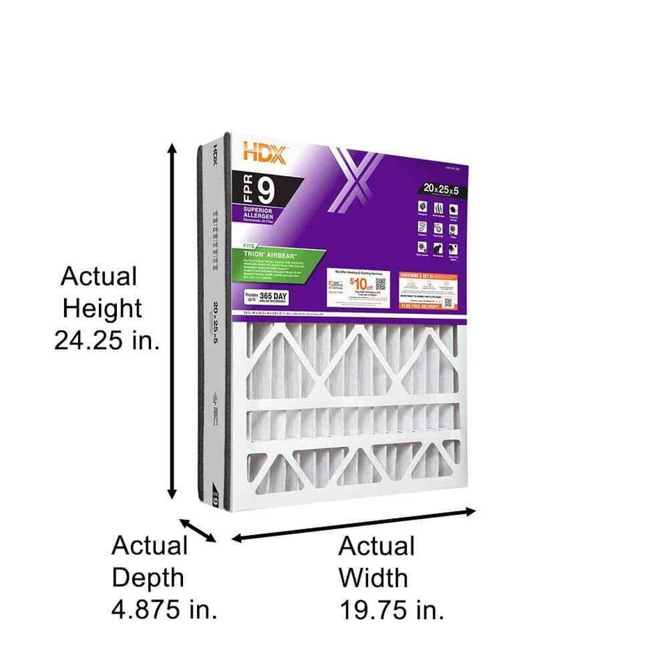 20x25x5 Trion AirBear Replacement Pleated Air Filter FPR 9, MERV 13 | eBay